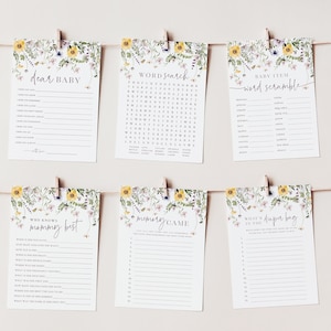 Wildflower Baby Shower Game Bundle - 26 Printable Games & Activities ...