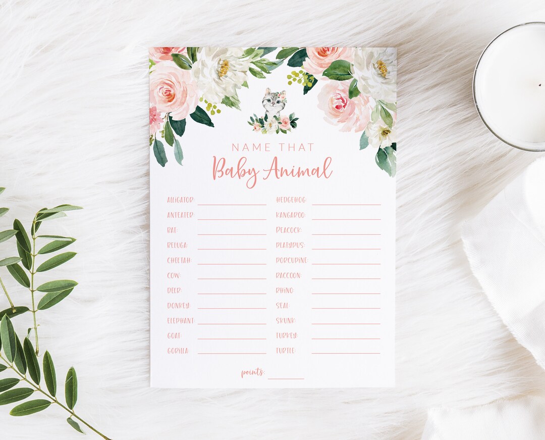 Kitten Themed Baby Shower Game - Name the Baby Animal Game - Mom and ...