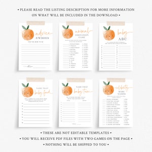 Orange Citrus Themed Baby Shower Games Bundle - Set of 20 Printable ...