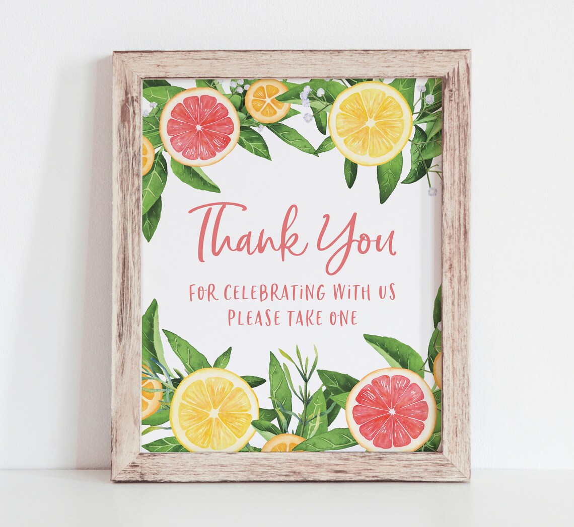 Favor Table Sign Citrus Party Decorations Thank You for - Etsy