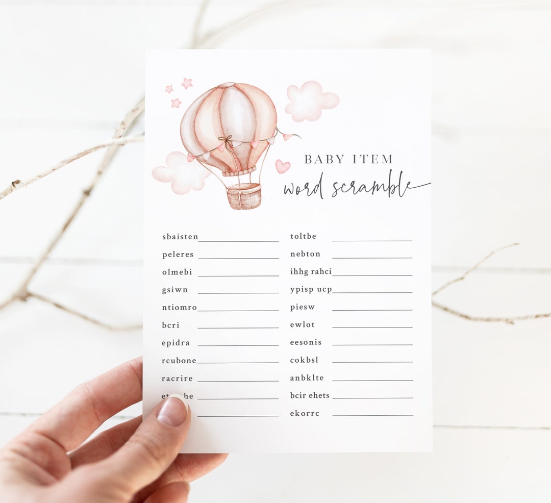 Baby Word Scramble - Travel Themed Baby Shower - Printable 5x7 Word ...