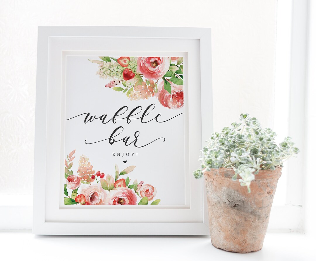 Waffle Bar Sign - Strawberry Themed Bridal Brunch Signage - Waffle ...