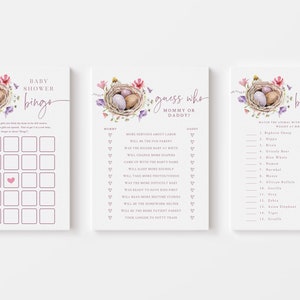 Birds Nest Baby Shower Game Bundle - Set of 25 Printable Games ...