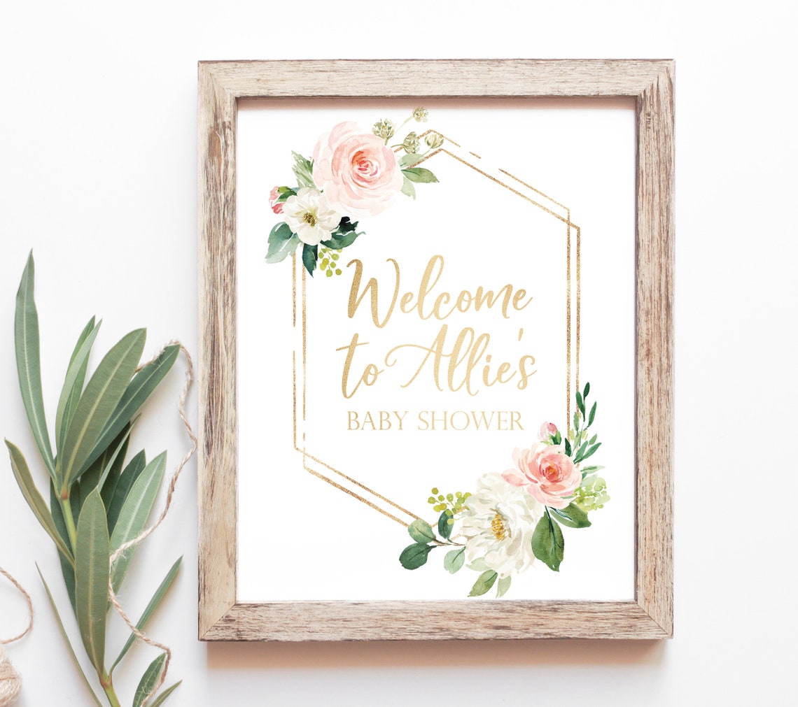 Baby Shower Welcome Sign Printable - Custom Welcome Sign - Blush and ...