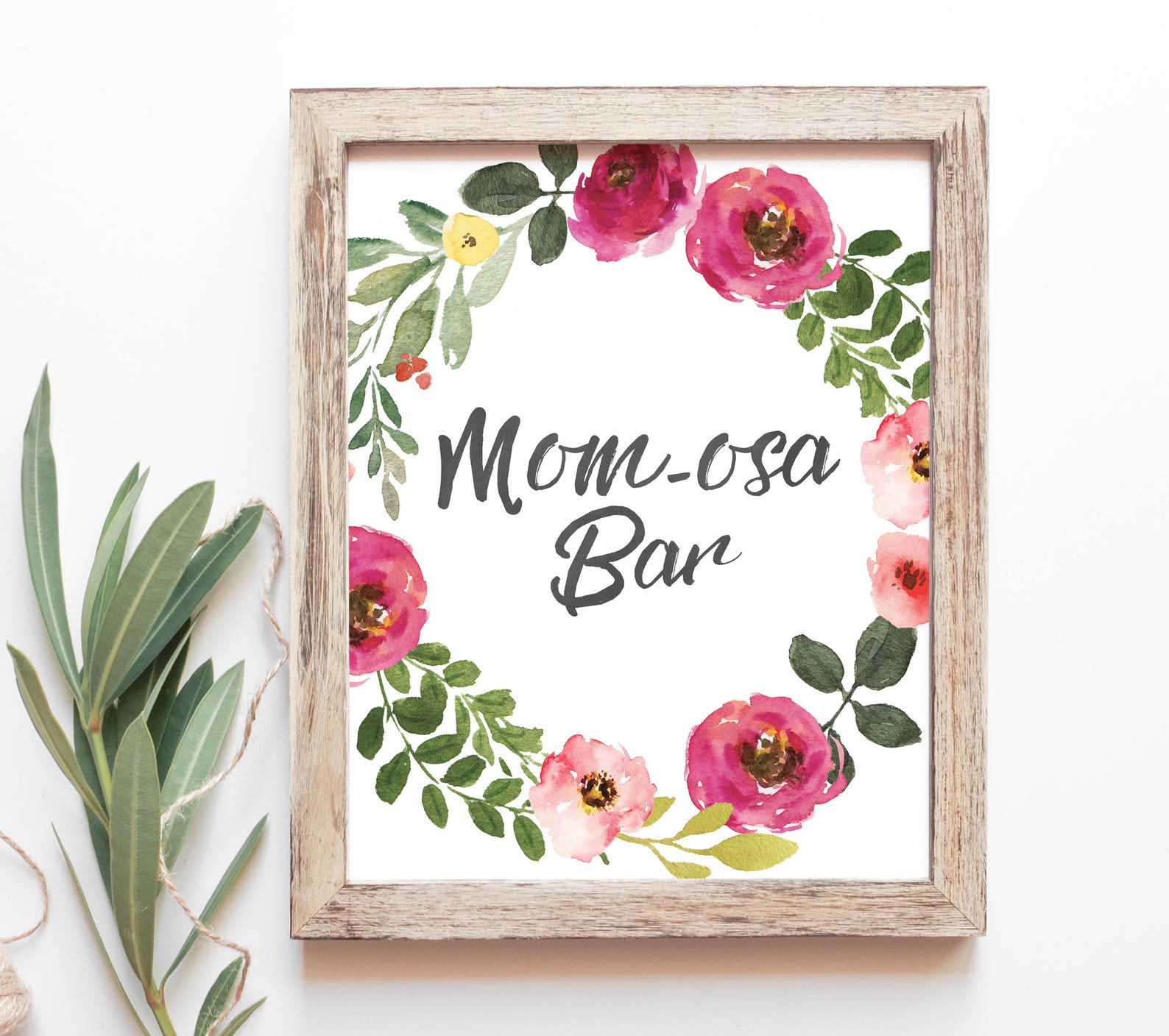 Momosa Bar Sign Printable - Baby Shower Mom-osa Bar Sign - Girly Baby ...