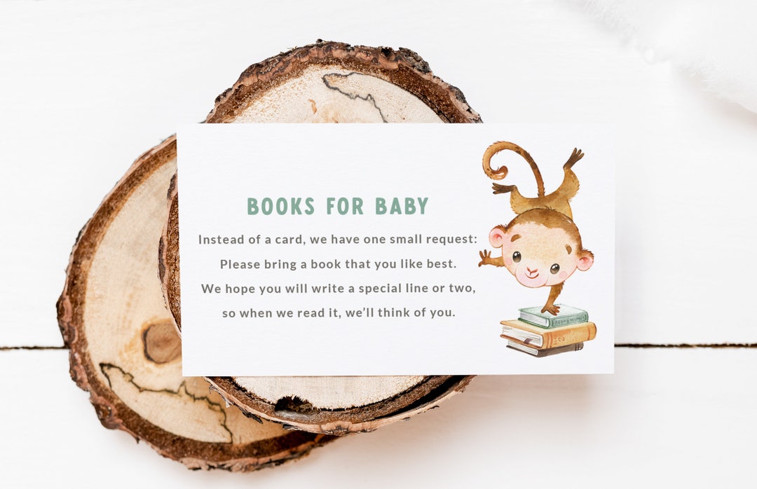 Monkey Books for Baby Cards - Printable Books for Baby Inserts - Book ...