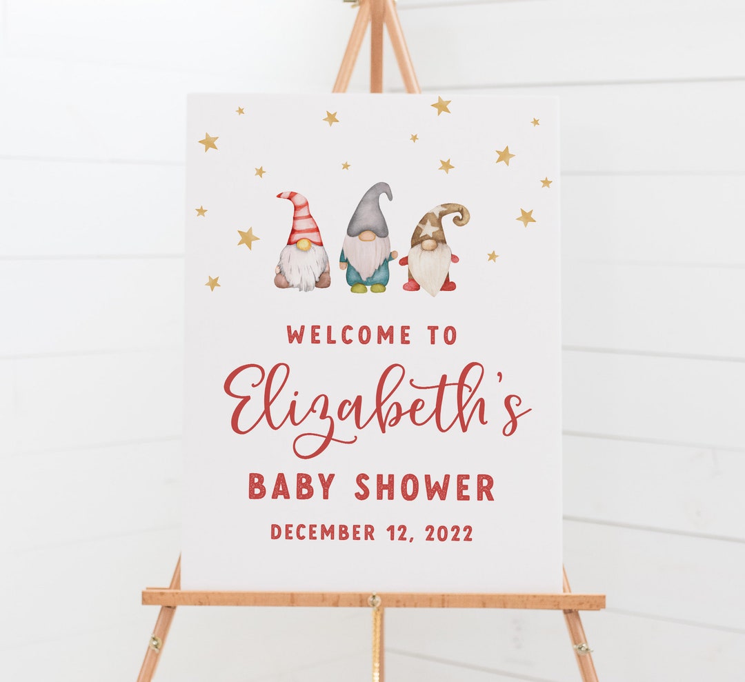 Winter Gnome Baby Shower Welcome Sign - Printable Welcome Poster ...