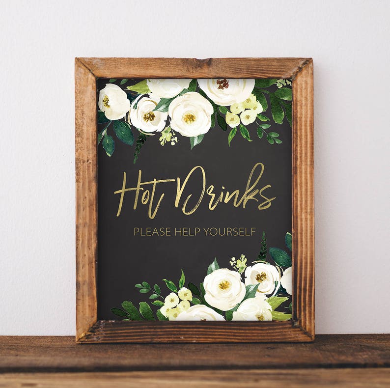 Coffee and Tea Station Sign Hot Drinks Printable Sign Hot - Etsy