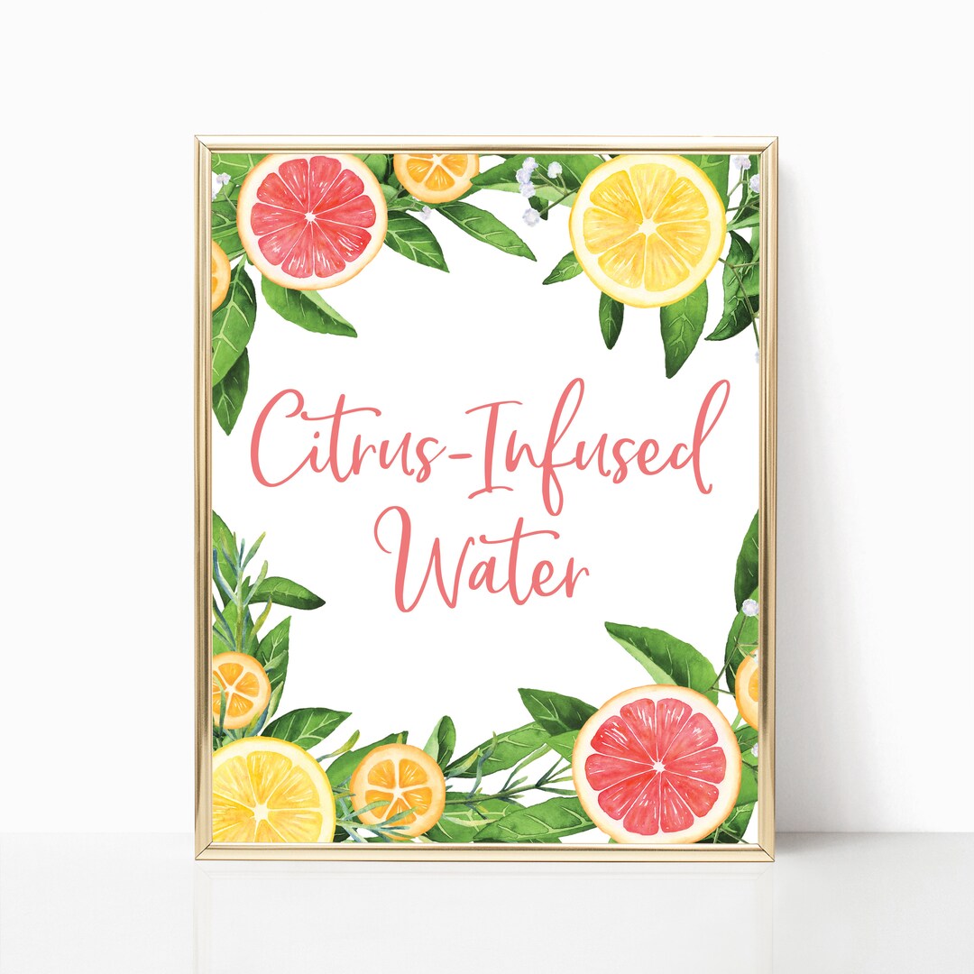 Citrus-infused Water Sign - Summer BBQ Party Decorations - Bright ...
