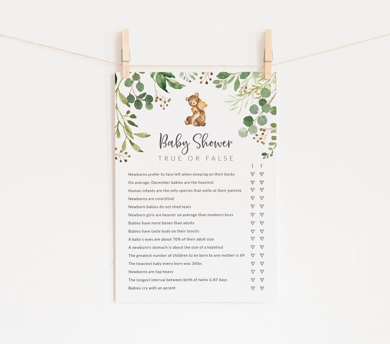 Bear Themed Baby Shower Games Bundle Bear Baby Shower Game | Etsy