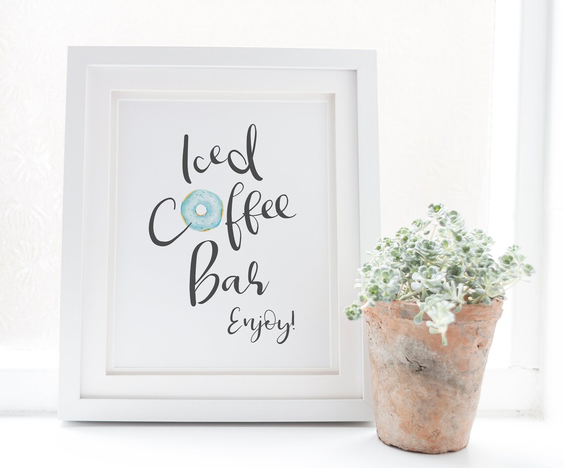 Iced Coffee Bar Sign Coffee and Donuts Sign Donut Party - Etsy