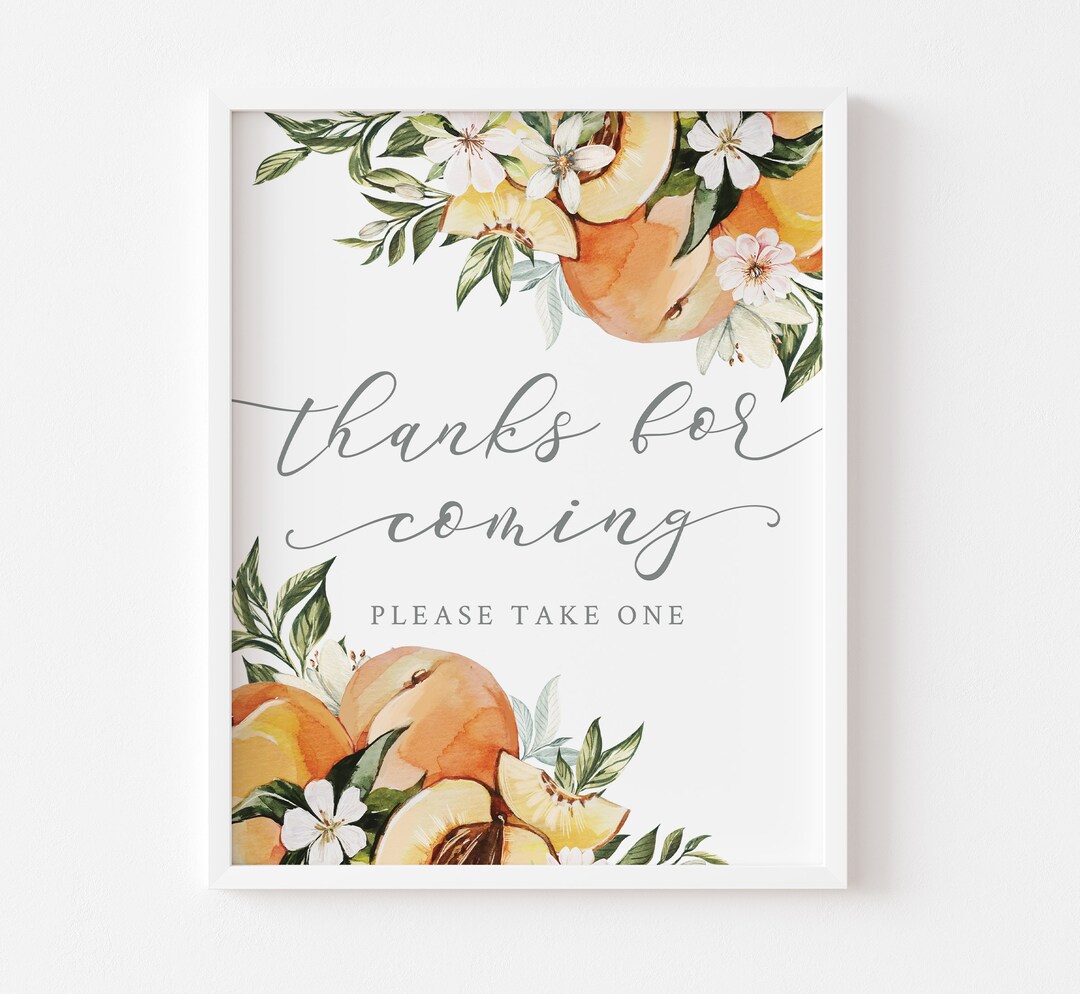 Thanks for Coming, Please Take One - Peach Baby Shower Signage ...