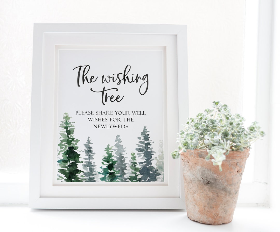 Wedding Wishing Tree Guest Book Sign - Winter Wedding Guest Book ...