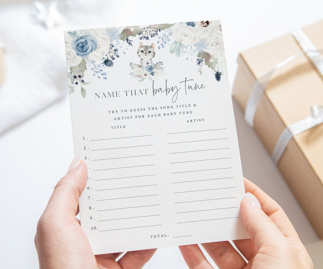 Name That Baby Tune - Cute Kitten Baby Shower - Printable 5x7 Game ...