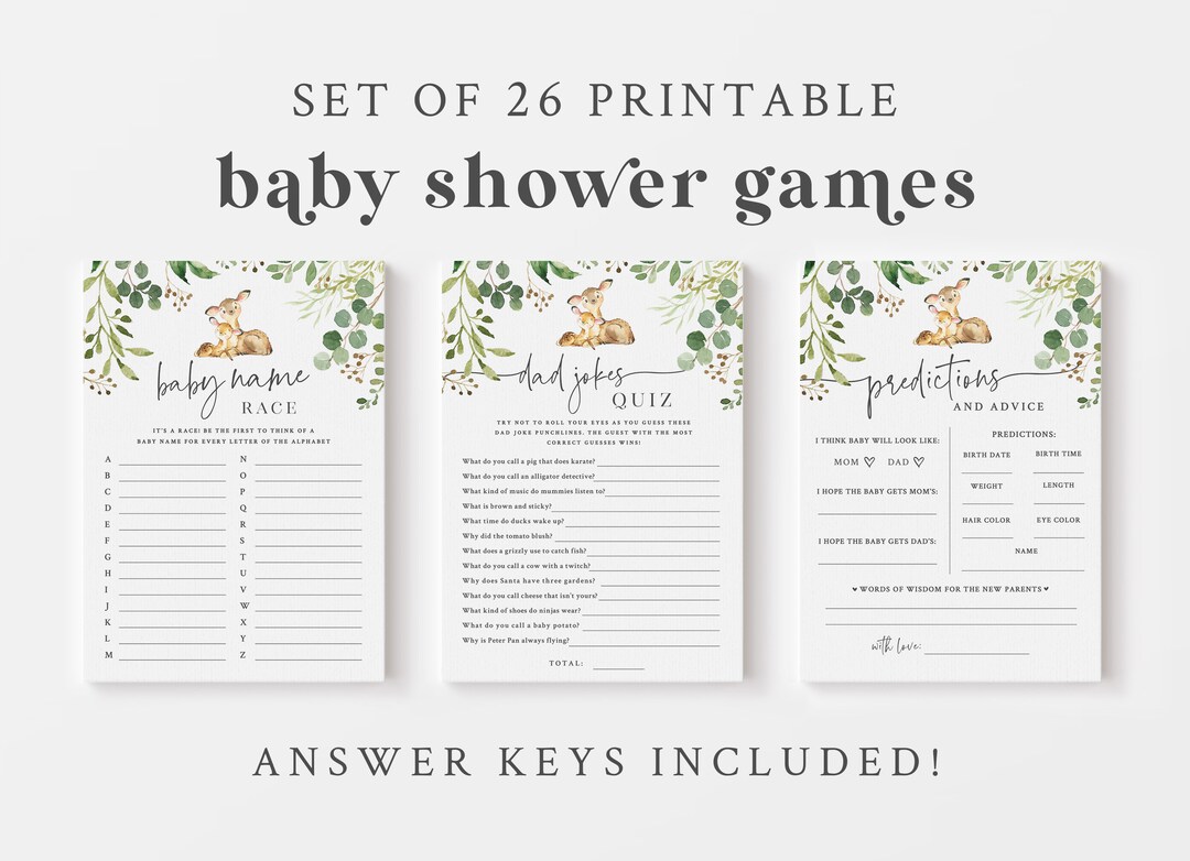 Oh Deer Baby Shower Game Bundle - 26 Printable Games & Activities ...