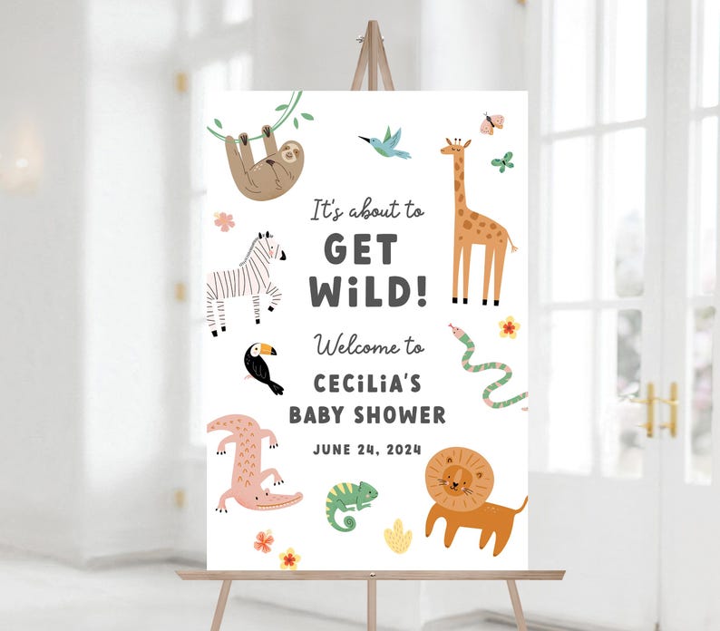 Letrero de bienvenida para baby shower de safari: se acerca la época ...
