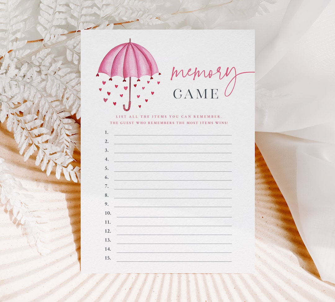Baby Shower Memory Game - Showered With Love - Printable 5x7 Game ...