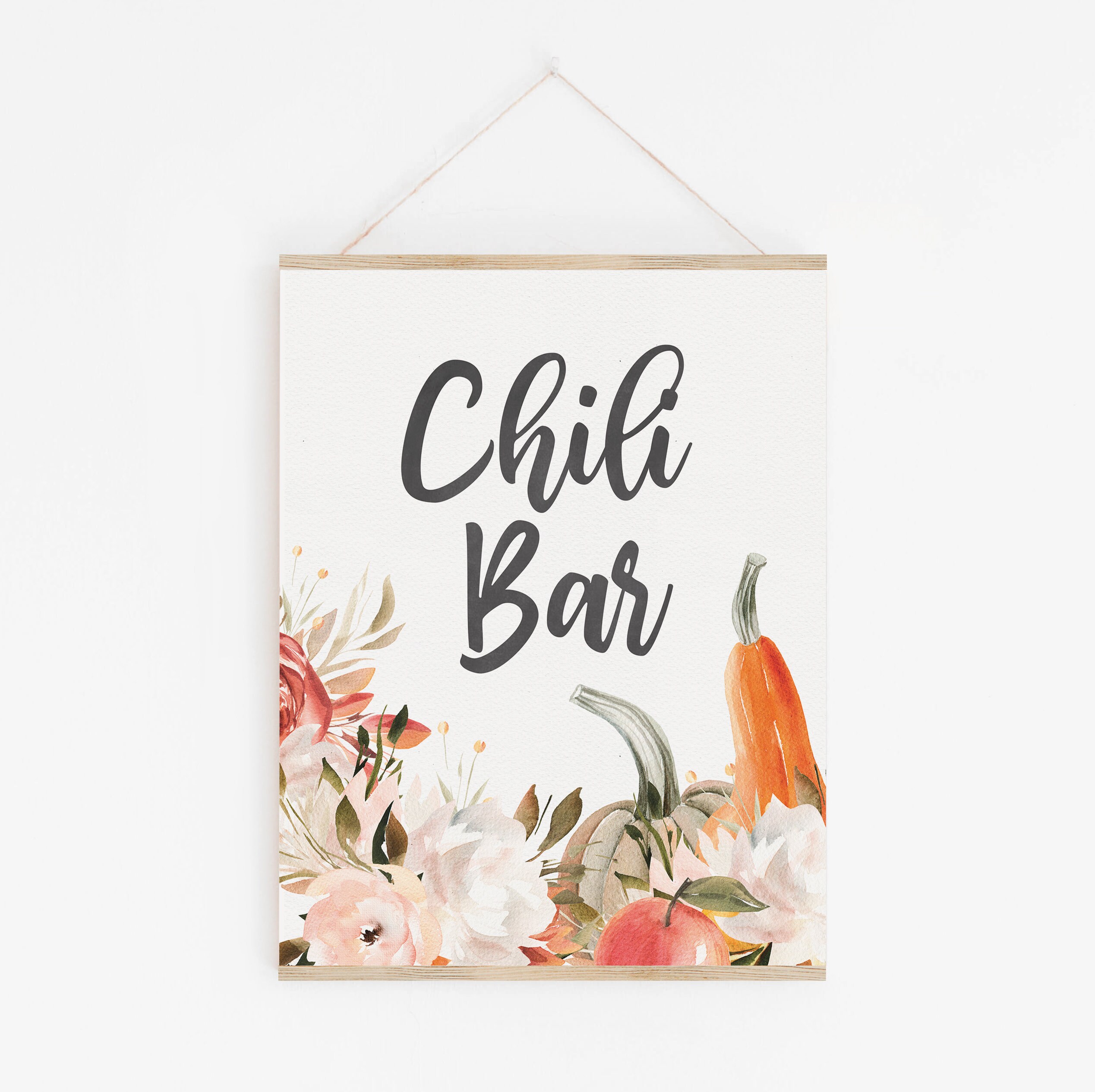 Chili Bar Sign - Fall Party Decorations - Autumn Bridal Shower Decor ...