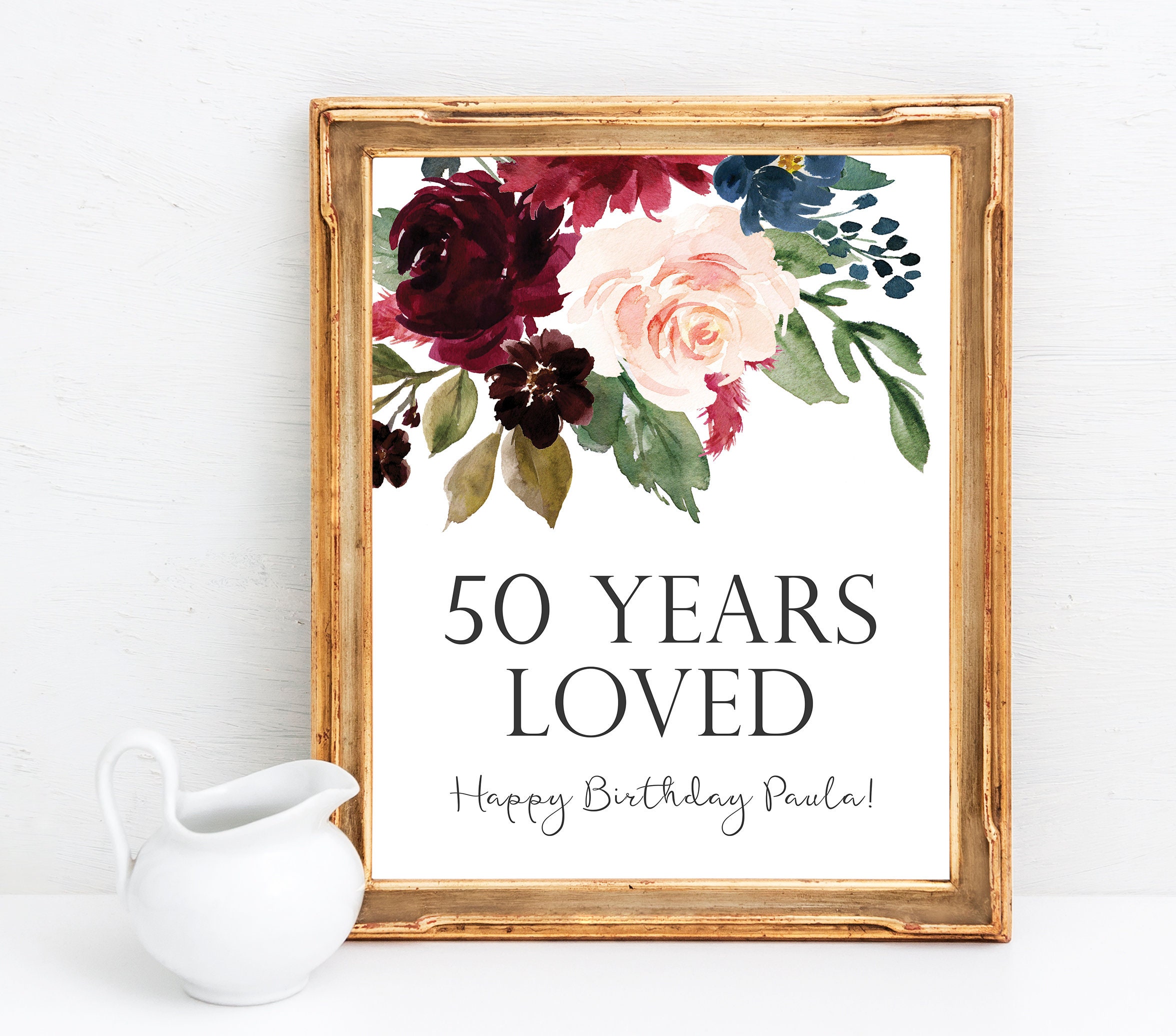 50 Years Loved Sign 50th Birthday Sign 50 Birthday Party - Etsy