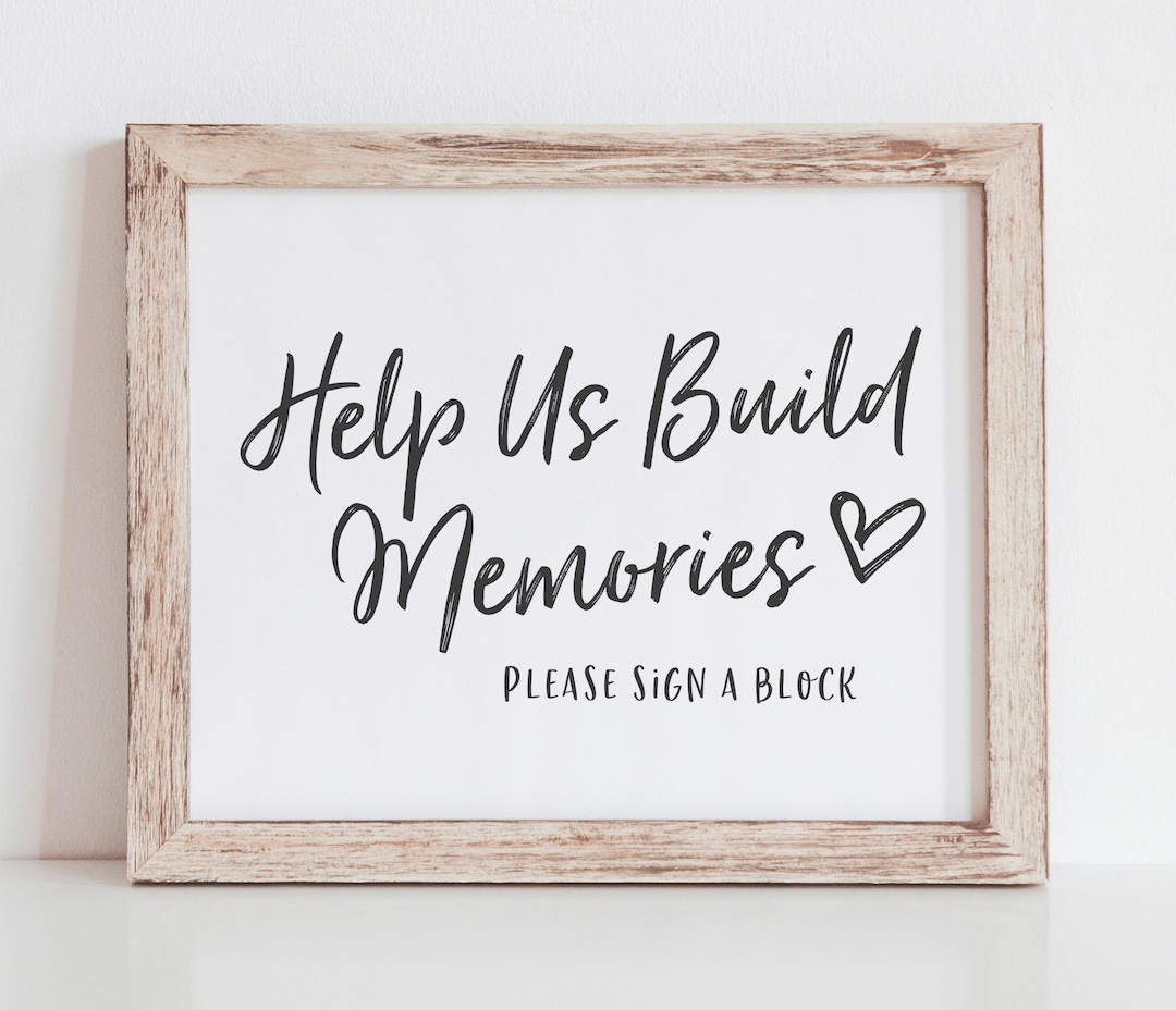 Help Us Build Memories, Please Sign a Block - Wedding Guest Book Blocks ...