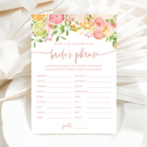 Citrus Bridal Shower Game Bundle - Set of 29 Printable Games - Main ...