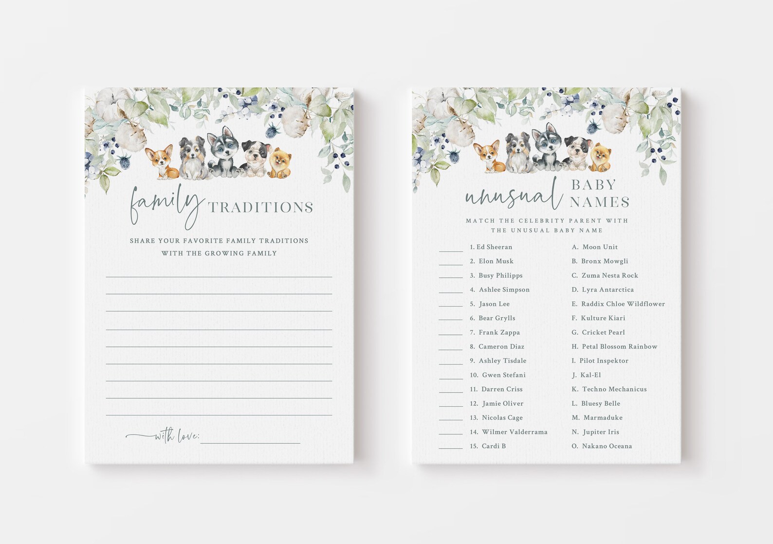 Puppy Baby Shower Game Bundle Set of 25 Printable Games & Activities ...