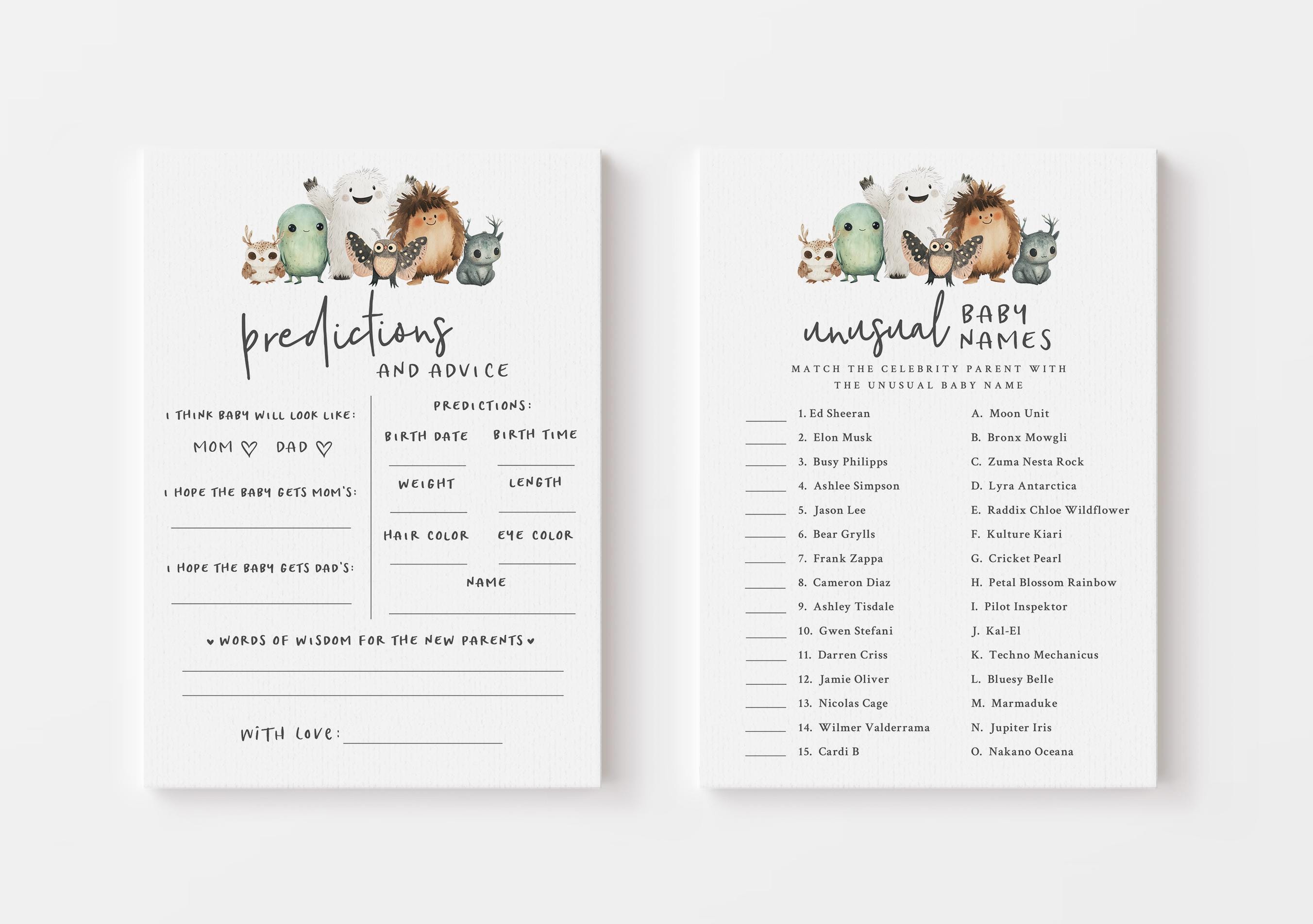 Cryptid Baby Shower Game Bundle | Bigfoot Baby Shower Games | Printable ...