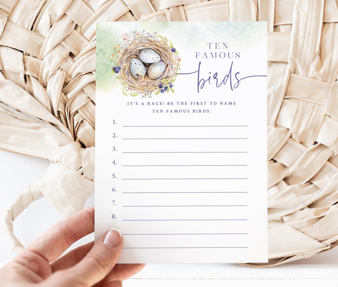 Bird Themed Baby Shower Game - Printable 5x7 Game - About to Hatch Baby ...