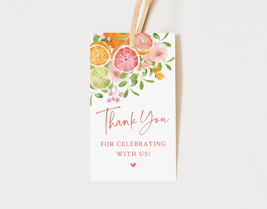 Citrus Favor Tags - Citrus Thank You Tags - Printable 2"x3.5" Favor ...