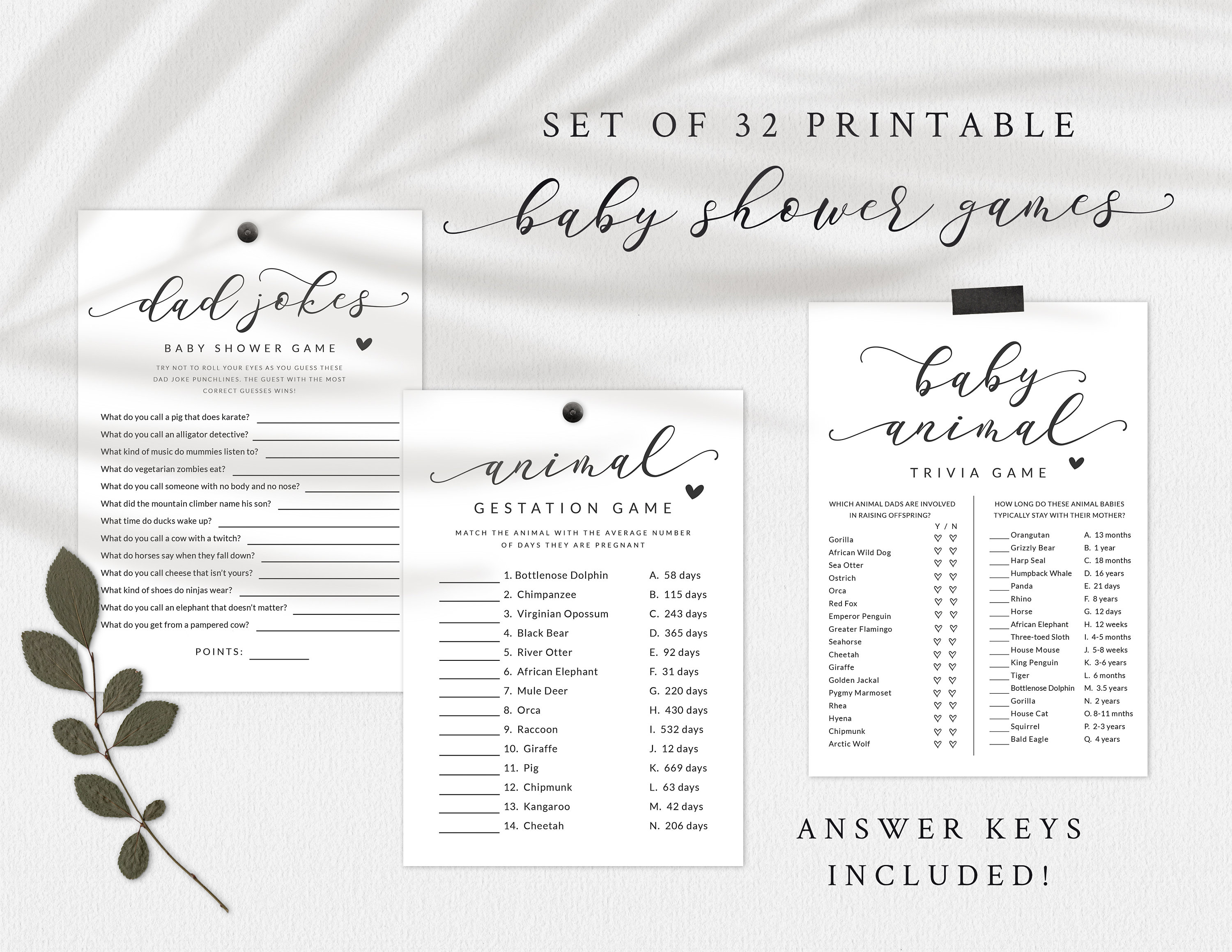 Baby Shower Games Bundle Set of 32 Printable Baby Shower - Etsy