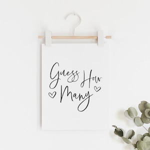 Guessing Game Sign - Guess How Many - Bridal Shower Activities - Baby ...