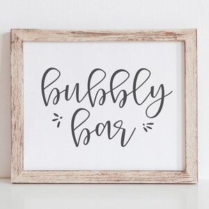 Bubbly Bar Printable - Bridal Shower Bubbly Bar Sign - Black and White ...
