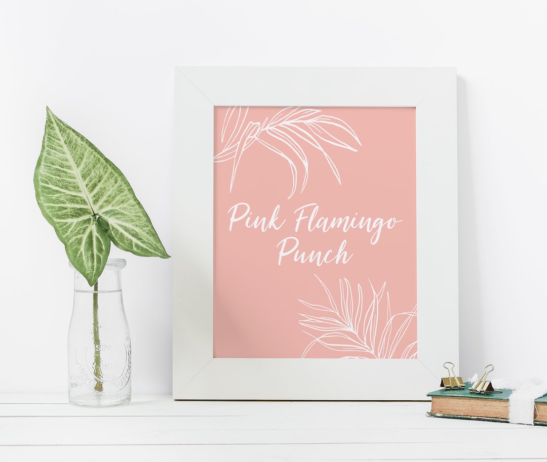 Pink Flamingo Punch Sign Flamingo Party Decor Tropical - Etsy