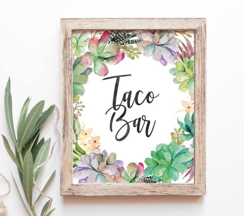 Taco Bar Sign Taco Bar Printable Fiesta Party Sign - Etsy