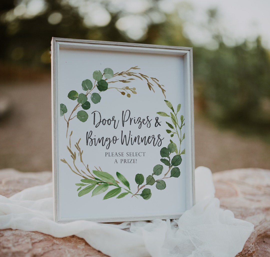 Door Prizes and Bingo Winners Sign - Baby Shower Prize Table Sign ...