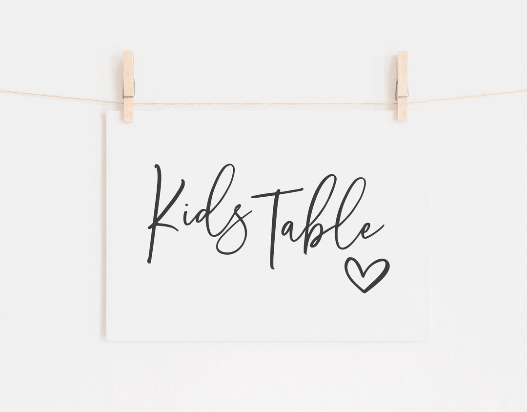 Wedding Kids Table Sign - Simple Wedding Sign - Kids Table Wedding ...