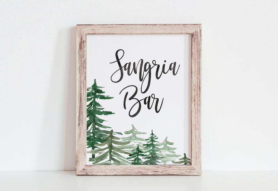 Sangria Bar Sign - Winter Party Decorations - Rustic Woodland Party ...