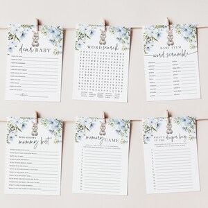Boy Bunny Baby Shower Game Bundle - Set of 25 Printable Games ...