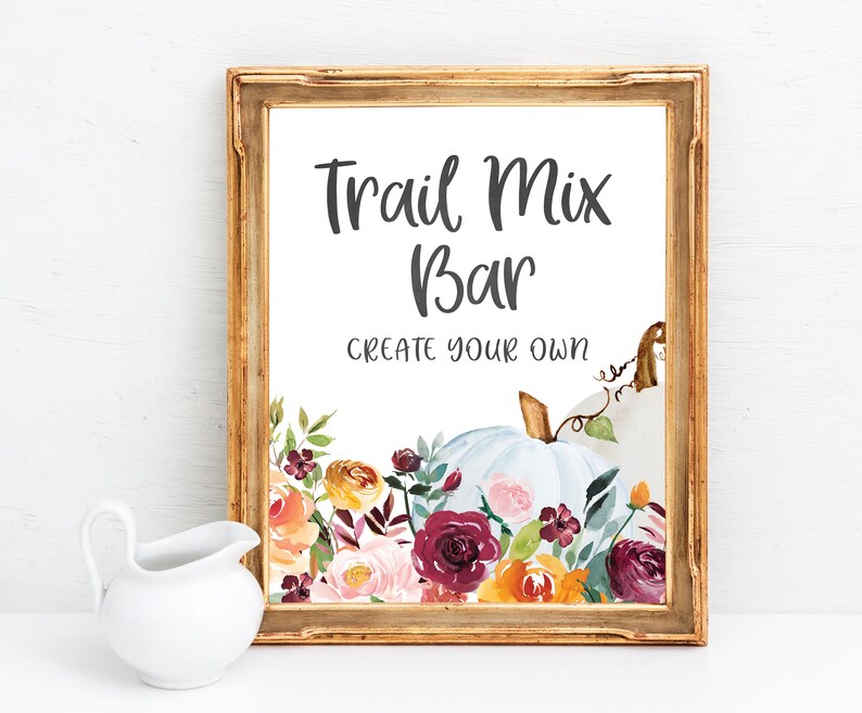 Printable Trail Mix Bar Sign - Fall Pumpkin Party Decorations - Trail ...