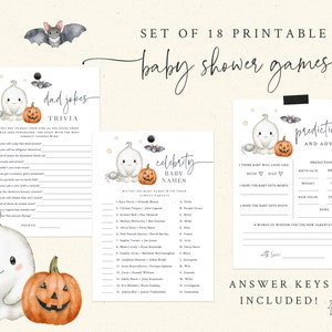 Halloween Baby Shower Game Bundle - Set of 18 Printable Baby Shower ...