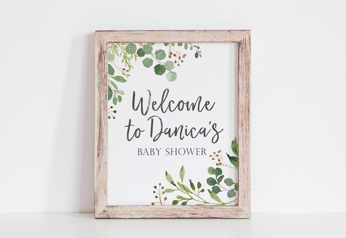 Greenery Baby Shower Welcome Sign Printable Welcome Poster - Etsy