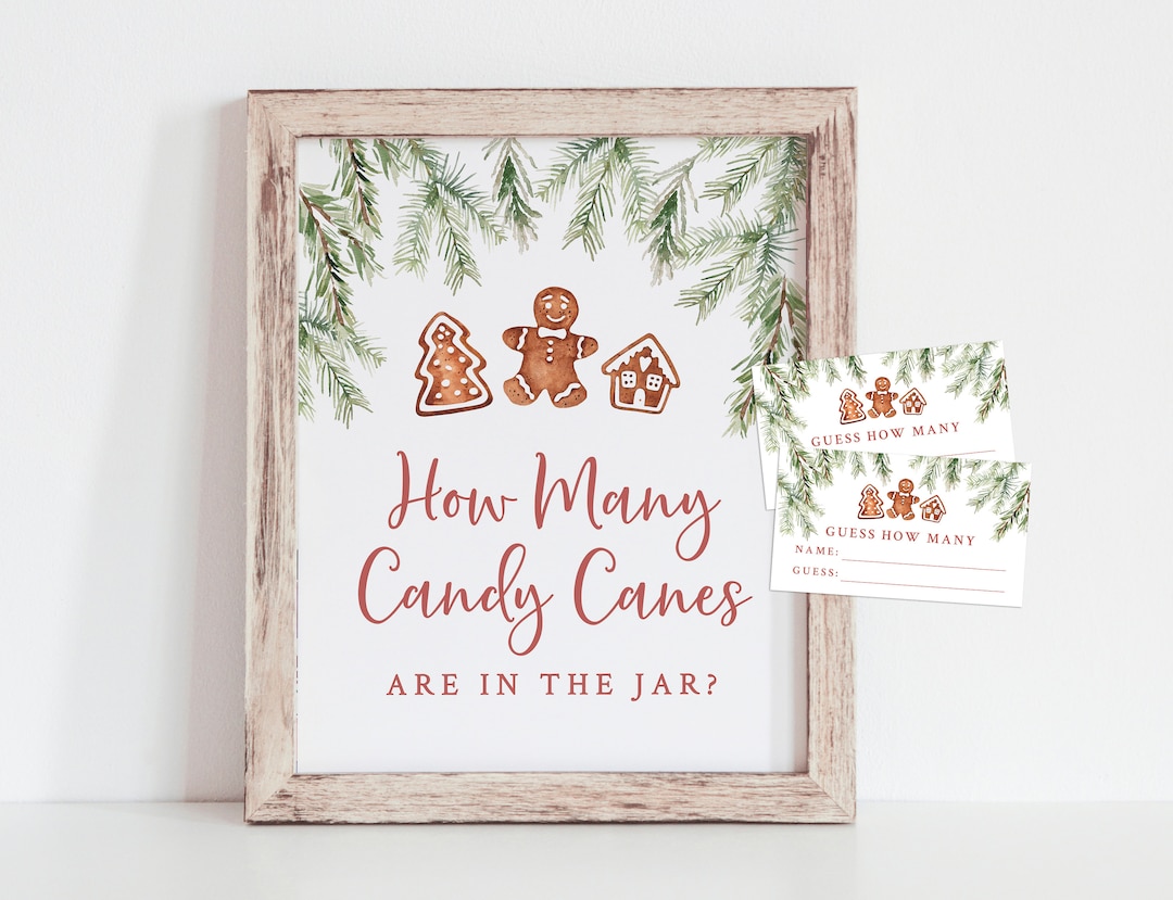 How Many Candy Canes Guessing Game Sign and Cards - Christmas Baby ...