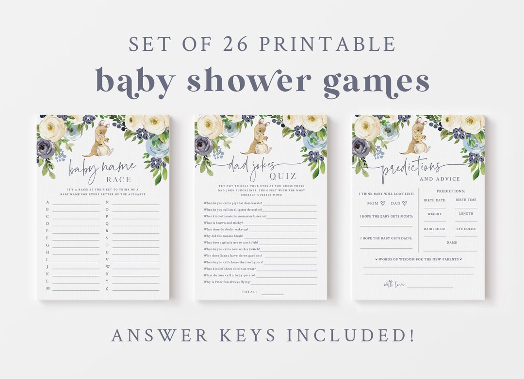 Kangaroo Baby Shower Game Bundle - 26 Printable Baby Games & Activities ...