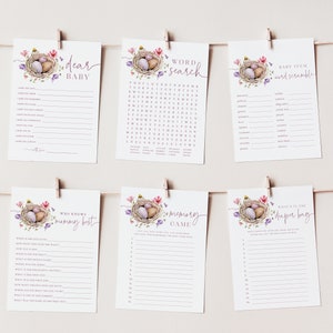 Birds Nest Baby Shower Game Bundle - Set of 25 Printable Games ...