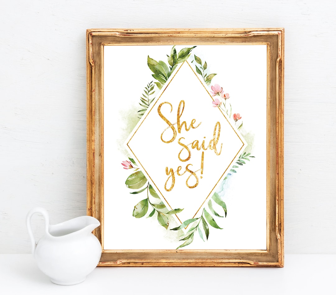 She Said Yes Sign - She Said Yes Party Decor - Brunch and Bubbly Signs ...