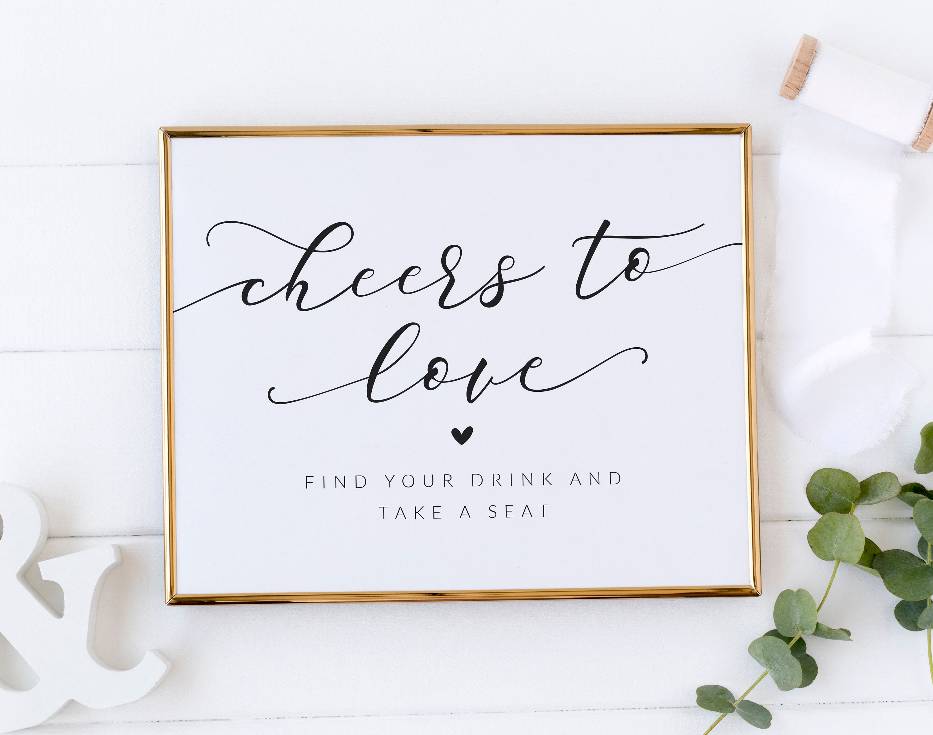 Wedding Escort Card Display Sign - Cheers to Love - Find Your Drink and ...