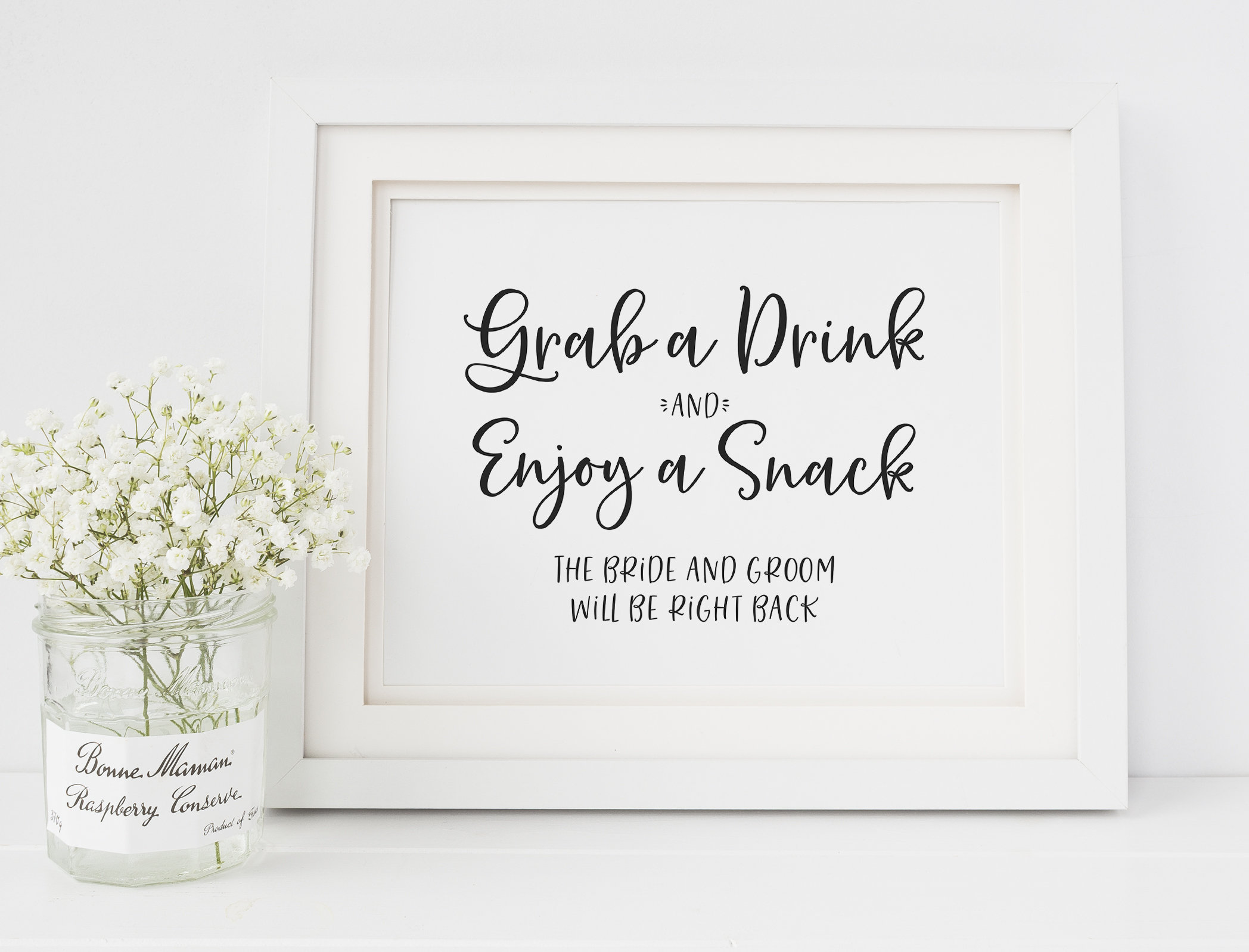 Cocktail Hour Wedding Sign Grab a Drink Enjoy a Snack The | Etsy