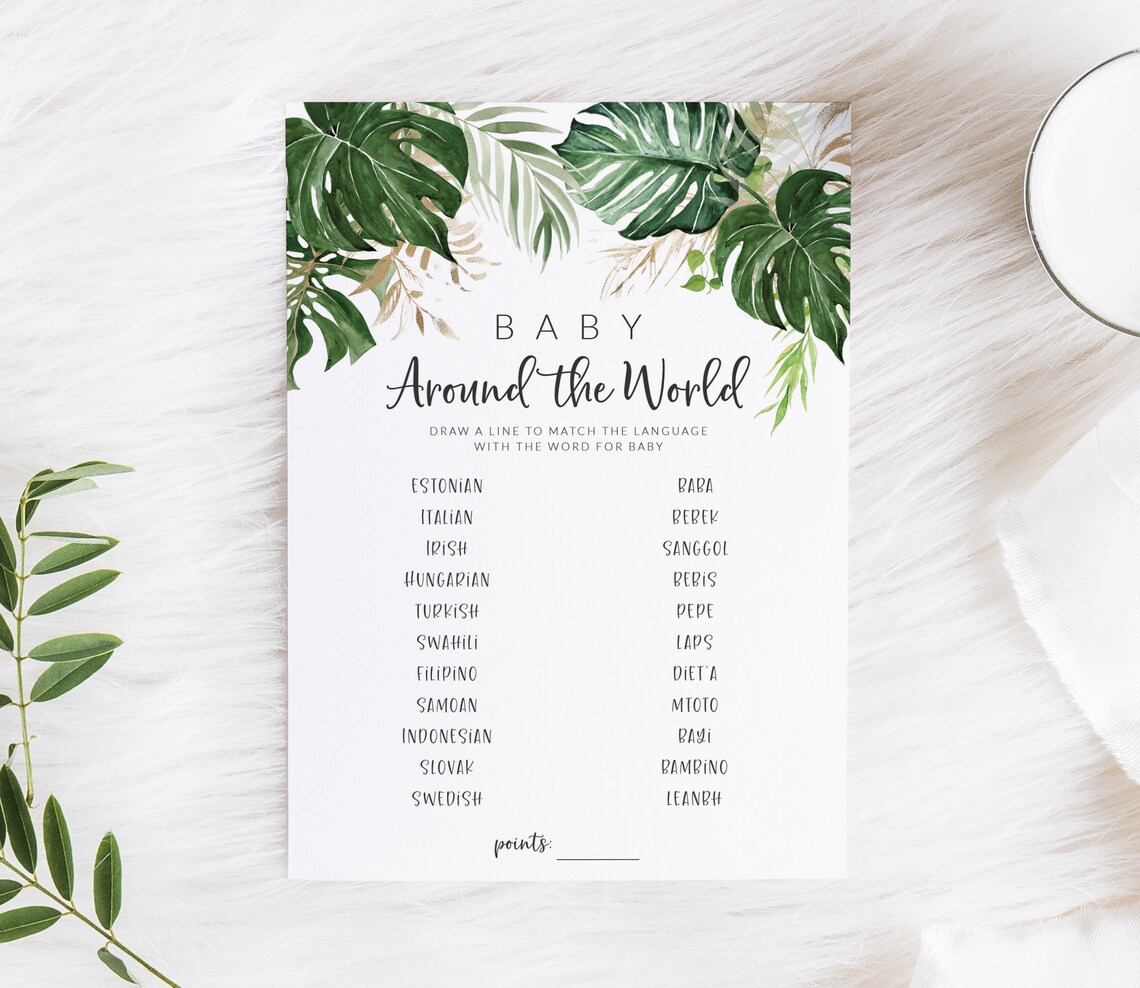 Tropical Baby Shower Game Package Set of 12 Printable Games | Etsy