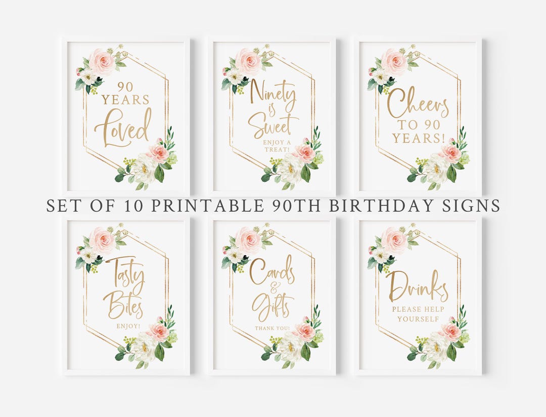 Blush Pink and Gold 90th Birthday Party Decorations - 90 Years Loved ...