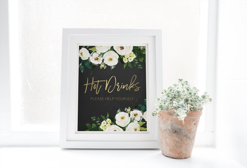 Coffee and Tea Station Sign Hot Drinks Printable Sign Hot - Etsy